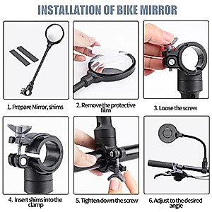Newlight66 Bike Mirror, Adjustable Handlebar Rear View Mirrors For Mountain Road Bike Bicycle Electric Motorcycle (Black-2PC)