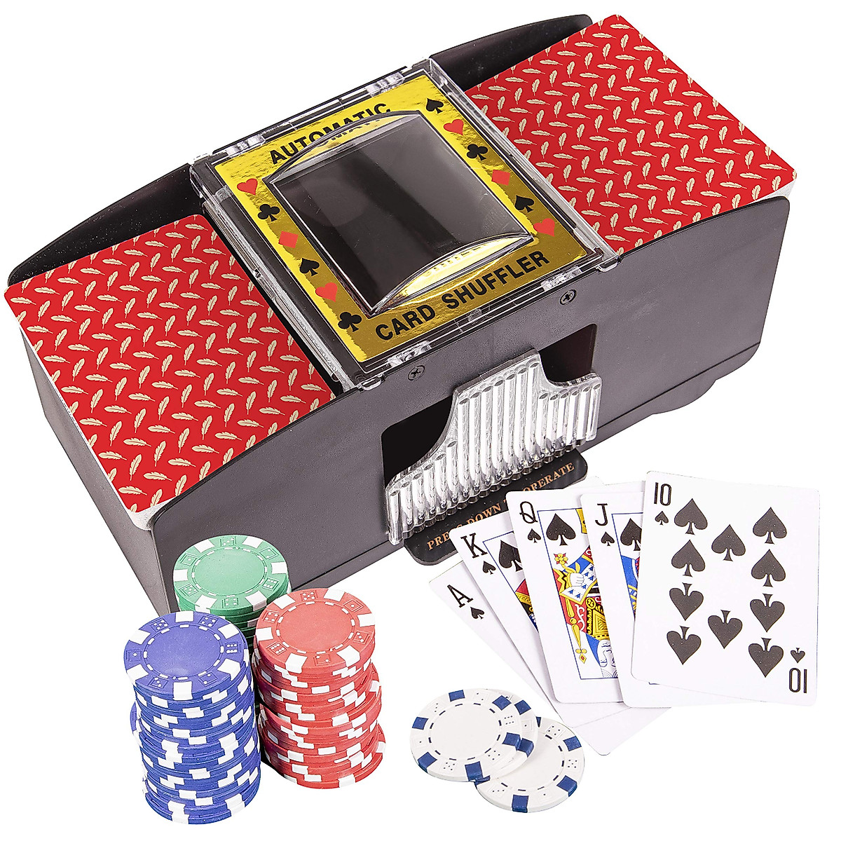 Automatic Card Shuffler I Card Shuffler 2-Deck Automatic I Electric Card Shuffler Casino Equipment I Playing Card Shuffler for Uno, Phase 10, Blackjack, Skip Bo, Texas Hold em, Poker, Home Card Games