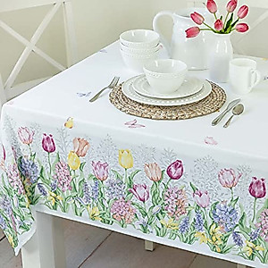 Benson Mills Spring Tablecloth, Heavyweight Fabric Spillproof Indoor/Outdoor Easter and Spring Table Cloth (Fiona, 60" X 120" Rectangular)