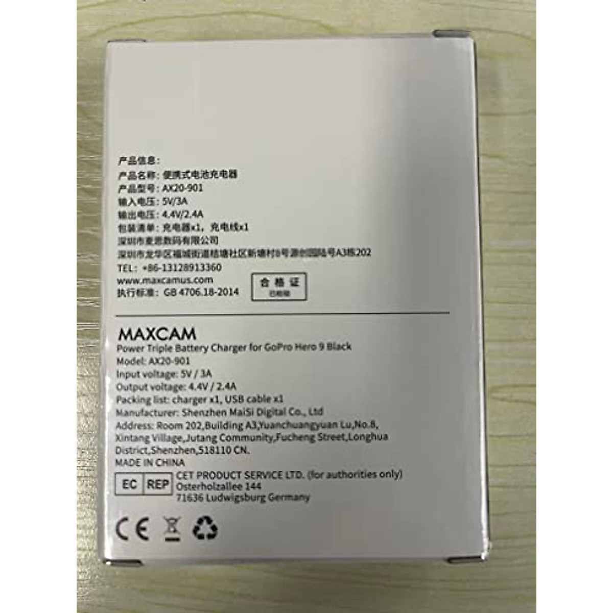 MAXCAM Power Triple Battery Charger for GoPro HERO11/HERO10/HERO9 Enduro Battery Black