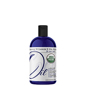 Dr Joe Lab Vitamin E Oil for Skin, Organic Vitamin E Oil for Hair, Face, Liquid Vitamin E, Vitamin E Body Oil, 100% Pure Natural Cold Pressed Unrefined, Moisturizes & Nourishes, Non GMO - 8 Oz