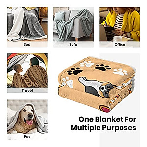 Corgi Throw Blanket Cute Dog Ultra Soft Warm Cozy Lightweight Microfiber Blankets Flannel Sherpa Fuzzy Fluffy Plush Throws for Sofa Couch Bedding All Season 60"x50"