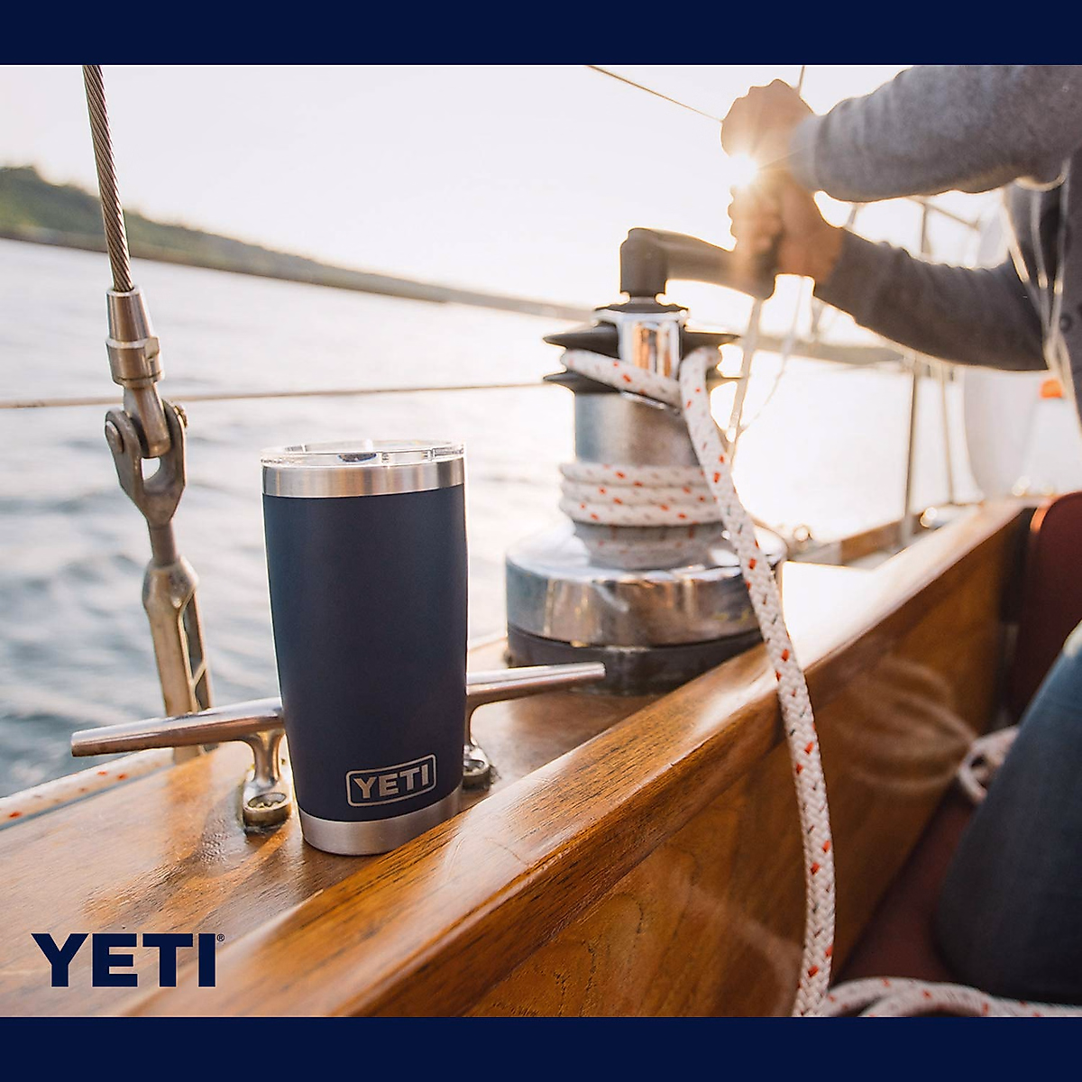 YETI Rambler 20 oz Tumbler with Handle Set, (1) 20 oz MagSlider Tumbler, and (1) 20 oz Handle, Navy