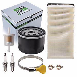 partszen 11013-0727 Air Filter 49065-7007 Oil Filter for Kawasaki FR541V FR600V FR541V-AS04 FR541V-AS51 FR541V-BS04 FR600V-AS04 4-Cycle Engines Lawn Mower Kit with Spark Plug Fuel Filter Part
