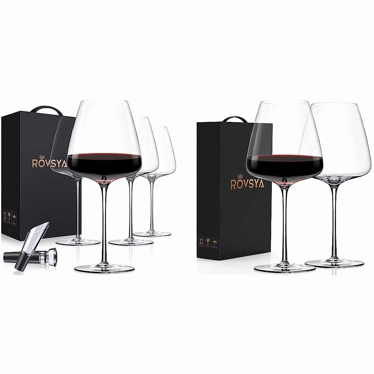 AOOE Red Wine Glasses Set of 6, Hand Blown Crystal Glasses-21 OZ,Large Burgundy Glasses- Light, Clear, Perfect for Wine tasting, Wedding, Anniversary, Birthday