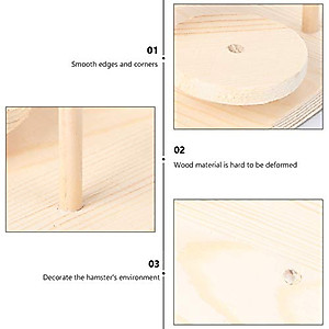 Balacoo Hamster Playground Wooden Small Animal Activity Toys Set Rat Playground Platform Climbing Ladder Chew Toy for Hamster Gerbil Mouse Chinchilla Beige