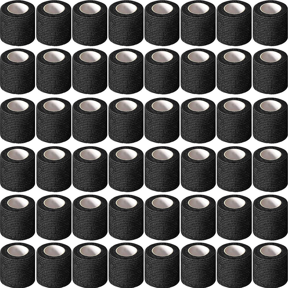 48 Pack Self Adhesive Wrap Bandages Bulk, 2 Inch x 5 Yard Breathable Athletic Tape Self Adherent Cohesive Bandage Tape for Sports, Injuries, Treatment, First Aid Tape Vet Wrap for Pets (Black)