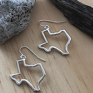PammyJ Silvertone State of Texas Dangle Earrings