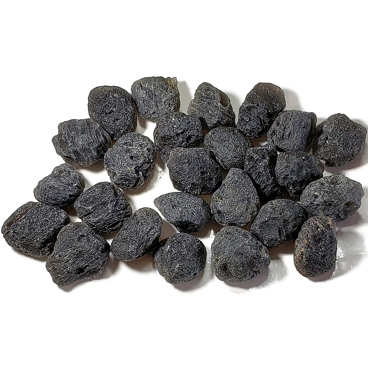 Top-Rock-Shop 1pc Agni Manitite 25mm Pearl of The Divine Fire Rare Pseudo Tektite AA-Grade Translucent Natural Healing Crystal Gemstone Specimen from Indonesia, Black, Grey, White,