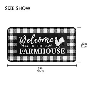 innewgogo Buffalo Plaid Farmhouse Kitchen Rug Floor Mat 39 Inch x 20Inch, Anti Fatigue Kitchen Mats for Home Decor Comfort Standing Mats Waterproof Kitchen Carpet