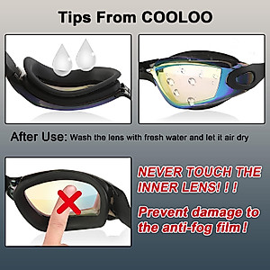 COOLOO Swim Goggles, 2 Pack Swimming Goggles for Men Women, Goggles Swimming Adult Youth Teen Kids, Anti Fog Pool Goggles