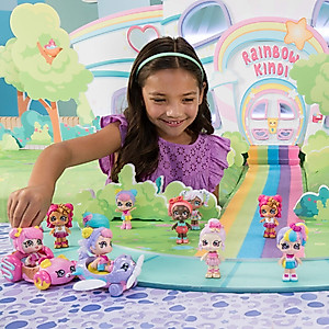 Kindi Kids Minis - Rainbow Kate's Airplane - Collectible Vehicle and Posable Bobble Head Figurine 2pc