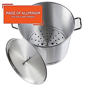 IMUSA Aluminum Steamer with Rack, 40 Qt, Silver