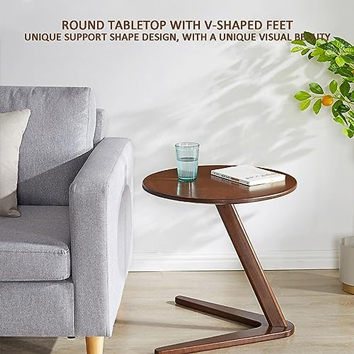 AAMNA Mini Coffee Table with V Base, Vintage Round End Tables, Sofa Table for Dining Room, Living Room, Kitchen, Bedroom, Sofa Side, Bedside,B