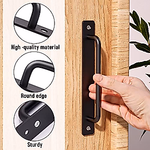 Mozeat Lens 2 Pack Sliding Barn Door Handles Matte Black Barn Door Pull Handle 160mm Double Sided Door Handle Set for Sliding Gate Wardrobe Cupboard Cabinet Closet