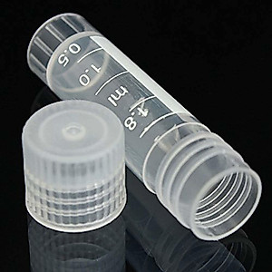 CynKen 100pcs 2ml Graduated Plastic Cryovial Cryogenic Vial Tube Self Standing with Cap