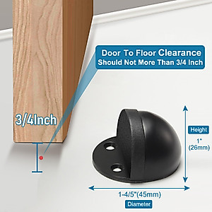 Door Stops, Floor Door Stopper 4 Pack No Drill Doorstops Black Rubber Bumper Door Stoppers for Bottom of Door