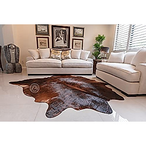 Genuine Brindle Dark Reddish Cowhide Rug Large Size 6 x 6-7 ft. 180 x 210 cm