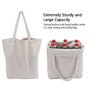 Segarty Blank Canvas Grocery Bag, 3 Pack 20X15in Reusable Large Shopping Plain Bags, Natural Shoulder Bags Personalized Beige Tote Bag Perfect for DIY Projects Painting Crafting Decoration