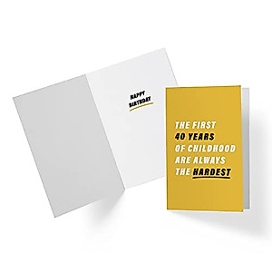 Happy 40th Birthday Card for Men Women, Funny 40th Birthday Cards for Husband Wife Dad Mom Brother Sister Friend, 40 Years Old Birthday Card, 40 Birthday Card with Envelope, Karto Yellow Childhood