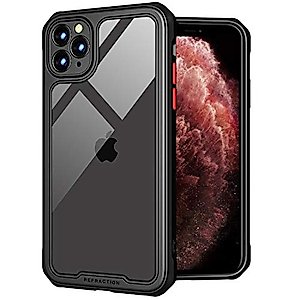 TENOC Phone Case Compatible for iPhone 11 Pro Max Case, Clear Back Cover Bumper Cases for 11 Pro Max 6.5-Inch, Black