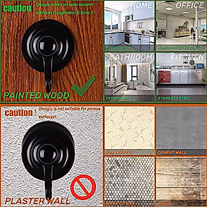 Qmagic Heavy Duty Suction Cup Hooks - Wall Vacuum Holder for Tile, Glass and Mirror -360° Rotation - Removable - Patented Design(Black, 2)