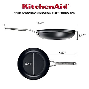 KitchenAid Hard Anodized Induction Nonstick Frying Pans/Skillet Set, 3 Piece - Matte Black