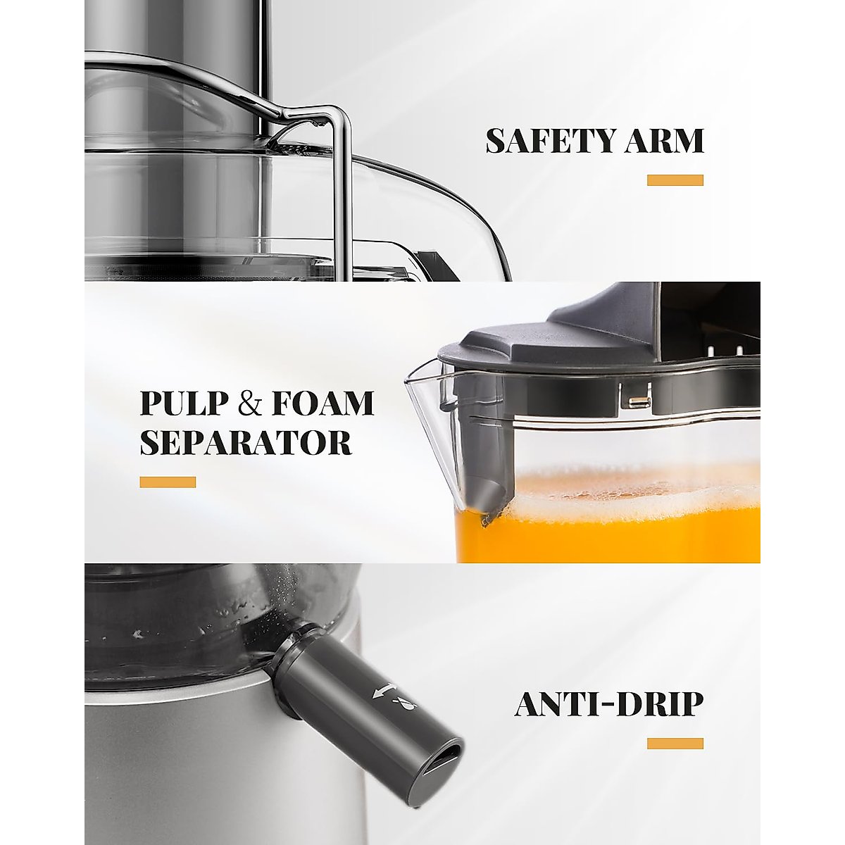 GDOR Powerful 1200W Juicer with Larger 3.2" Feed Chute, Titanium Enhanced Cutting System, Centrifugal Juice Extractor Maker with Heavy Duty Full Copper Motor, Dual Speeds, BPA-Free, Silver