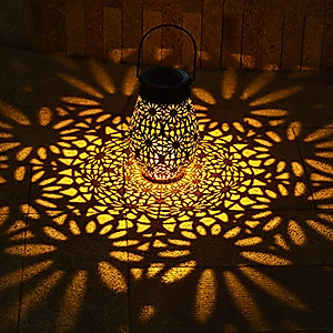 Shengming Daisy Design Super Big & Bright Lantern Hanging Garden Outdoor Solar Lights Metal Waterproof LED Table Lamp Decorative (Oval Shape) l