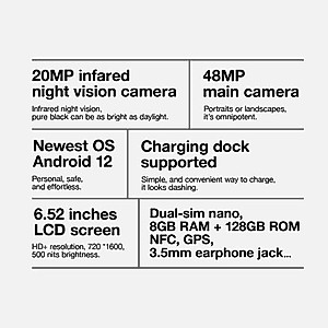AGM H5 Pro Rugged Smartphone (2023 Upgraded), Rugged Phone, Rugged Smartphone Unlocked 109dB Loudest Speaker 7000mAh Battery, 6.52" HD Screen 8G+128G Outdoor Smartphone Dual SIM Android 12 IP68/IP69K