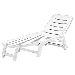 Green Boheme Sun Chair Lounger, 3 Position, White, 73" Long When Flat, Rolls Folds Deck Pool Backyard Sea Beach S6805BPF Mfg in Italy