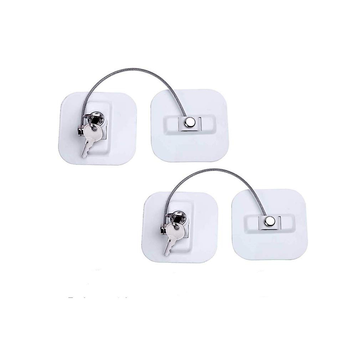 Child refrigerator lock,Fridge Lock with Keys, Child Safety Cabinet Locks- File Cabinet Lock, Drawer Lock (Fridge Lock-White 2 Pack)