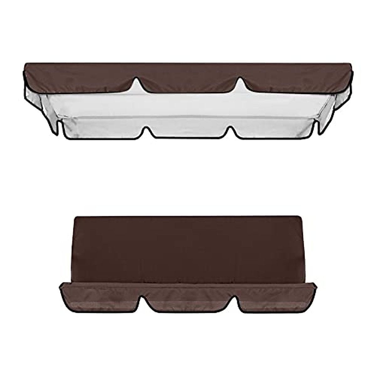 Outdoor Swing Canopy Cover, 2-Seater Canopy Swing Sets for Backyard, Replacement Swing Waterproof Top Cover Set for Patio/Lawn/Garden, Swing Canopy Cushion Sunscreen Uv Protection (No Steel Frame)