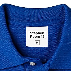 Clothing Labels for Nursing Home (50), No-Iron Name Tags, Washable Personalized Stickers (1.2” x 0.5”), Perfect for Clothes, Items and Nursing Home Supplies - White