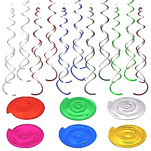 Swirl Decorations 36 Pack Foil Ceiling Hanging Party Swirl Decorations for Christmas Party Wedding Graduation Baby Shower Decorations