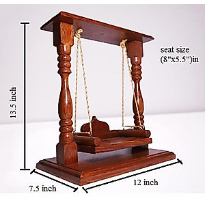 KANHA JI JHULA, for Home Swing Idol Decorative SHEESHAM Wood Premium Polished (Brown, 13.5"x12"x7.5"), Seat Size :- (8"x5.5")