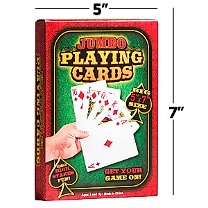 Jumbo Large Playing Cards - (3 Decks) Big 5 x 7 Inch Giant Deck of Cards Huge Playing Cards Poker Playing Cards for Casino Theme Party Decorations Game Night and Magic Supplies