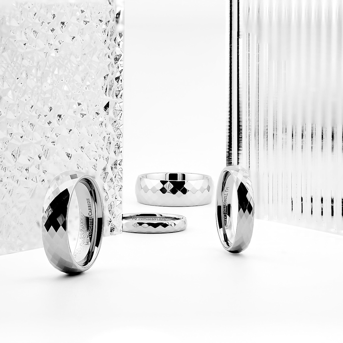 MJ Metals Jewelry Tungsten Carbide 8mm Polished Faceted Honeycomb Pattern COMFORT FIT Wedding Band Ring Size 11