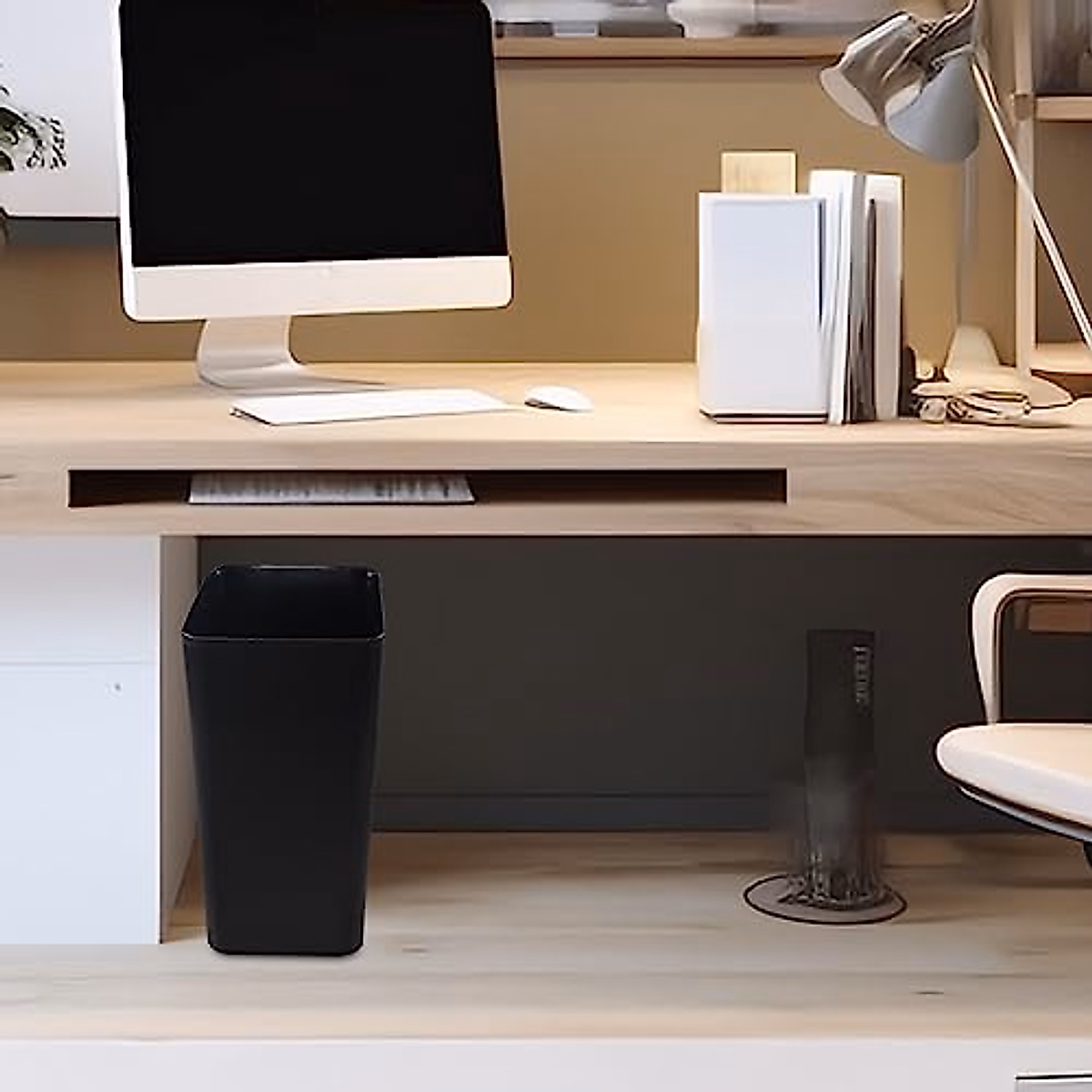 HOMMP 3-Pack Black 4.5 Gallon Office Wastebasket, Deskside Plastic Garbage Container Bin