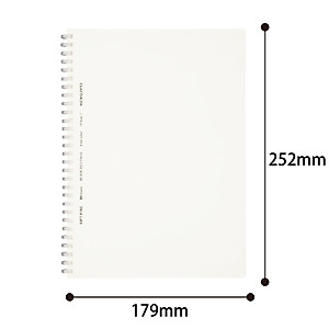 KOKUYO Spiral Lined Notebook, 10'' x 7'' Business Journal B5 Soft Ring Notebooks with A 6mm Ruled, 80 Perforated Sheets, Clear 1 Subject Notebook, Note Taking for Work. Japan Import (SU-SV508B-T)