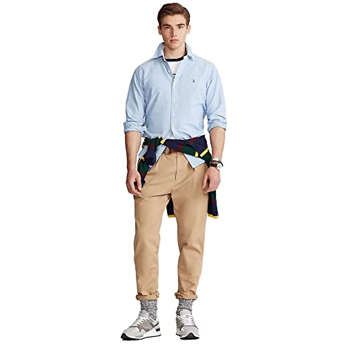 POLO RALPH LAUREN Men's Long Sleeve Oxford Button Down Shirt (XL, BasicBlue)