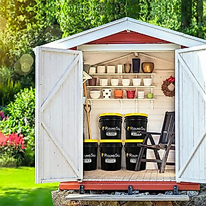 ROUNDSILL Wood Pellet Storage Containers for Smoker - XL 20LB Grill Bucket with Lid, Dust Sifter, Scoop, Aroma Lock Gamma Lid Accessories Holder Organizer