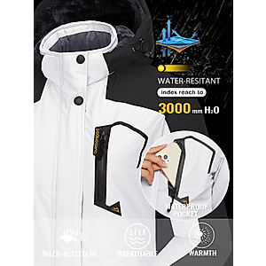 TACVASEN Women's Ski Jacket Waterproof Snow Jackets for Women Winter Warm Fleece Mountain Jacket Windproof Rain Jacket with Hood