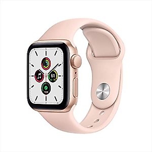 Apple Watch SE (GPS, 40mm) - Gold Aluminum Case with Pink Sand Sport Band (Renewed)