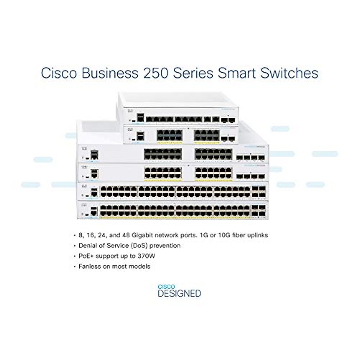Cisco Business CBS250-24T-4X Smart Switch, 24 Port GE, 4x10G SFP+, Limited Lifetime Protection (CBS250-24T-4X-NA)