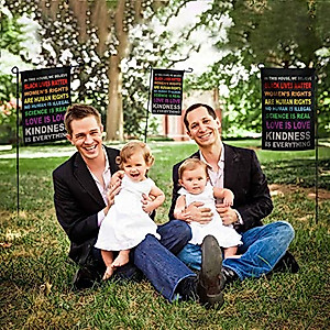 Pride Flag Garden Flags for in This House We Believe Science Is Real Black Lives Matter Vertical Double Sided 12.5"X18" Indoor Yard Outdoor Decoration