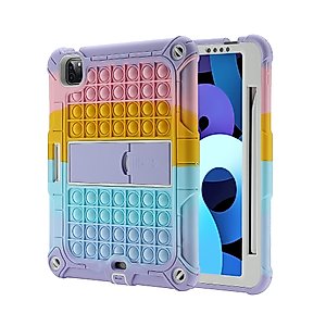XZC for iPad Air 5th Generation Case 2022/ iPad Air Case 4th Generation 2020 10.9 Inch, iPad Pro 11 inch Case 2018 2020 2021 Shockproof Cover with Pencil Holder Kickstand Shoulder Strap (Rainbow 2)