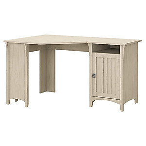 Bush Furniture Salinas 55 Inch W Corner Desk with Storage Cabinet, Antique White (SAD155AW-03)