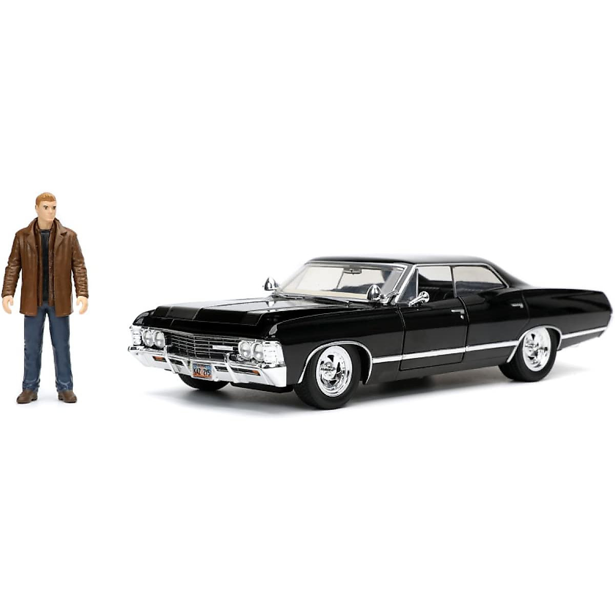 1967 Chevy Impala SS Sport Sedan Black & Dean Winchester Diecast Figurine Supernatural (2005-2020) TV Series 1/24 Diecast Model Car by Jada 32250