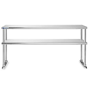 GRIDMANN NSF Stainless Steel Commercial 2 Tier Double Overshelf 72 in. x 12 in. for Kitchen Prep & Work Table